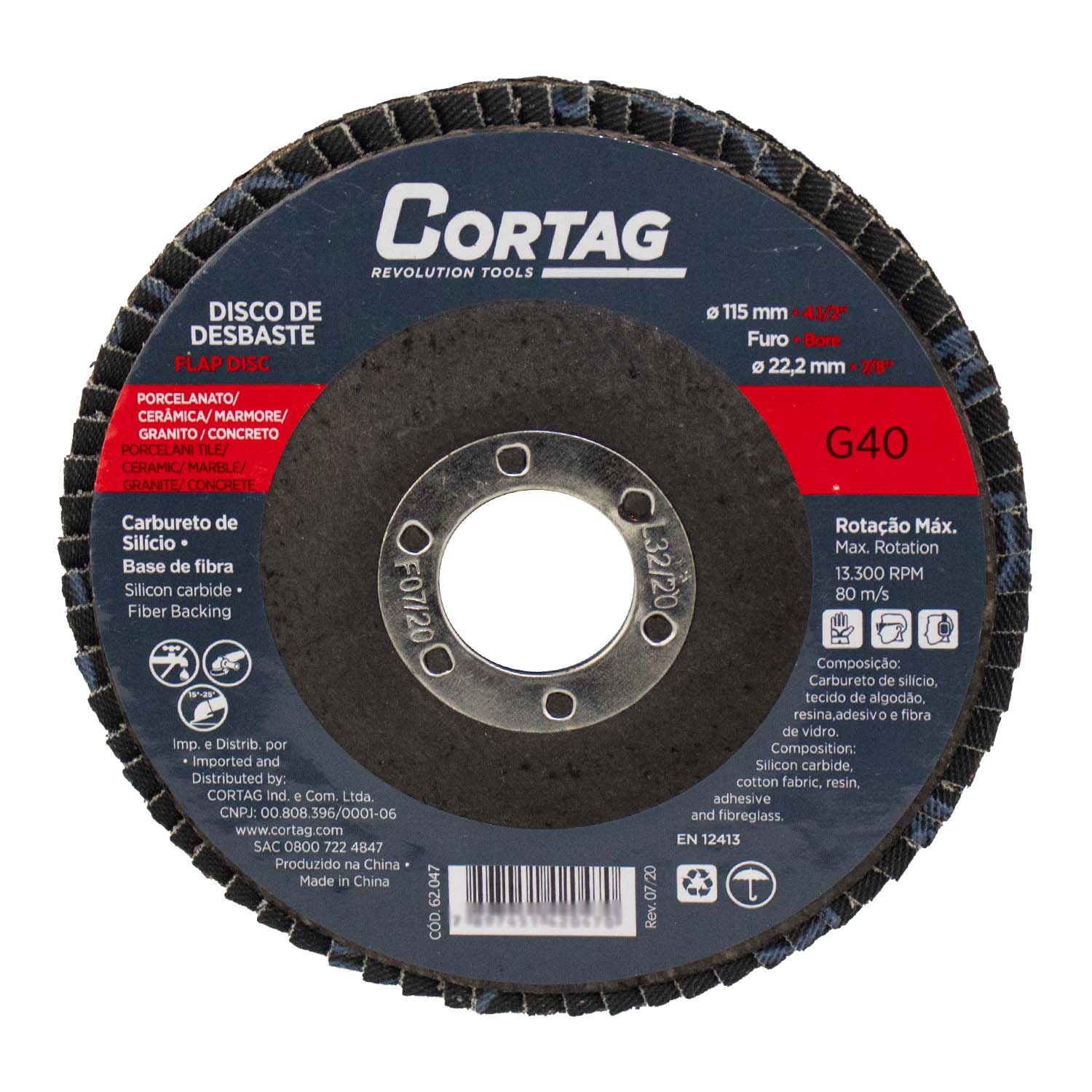 Kit 2 Disco de Desbaste Grão 40 Flap 4.1/2" 115mm Acabamento Cerâmica ...