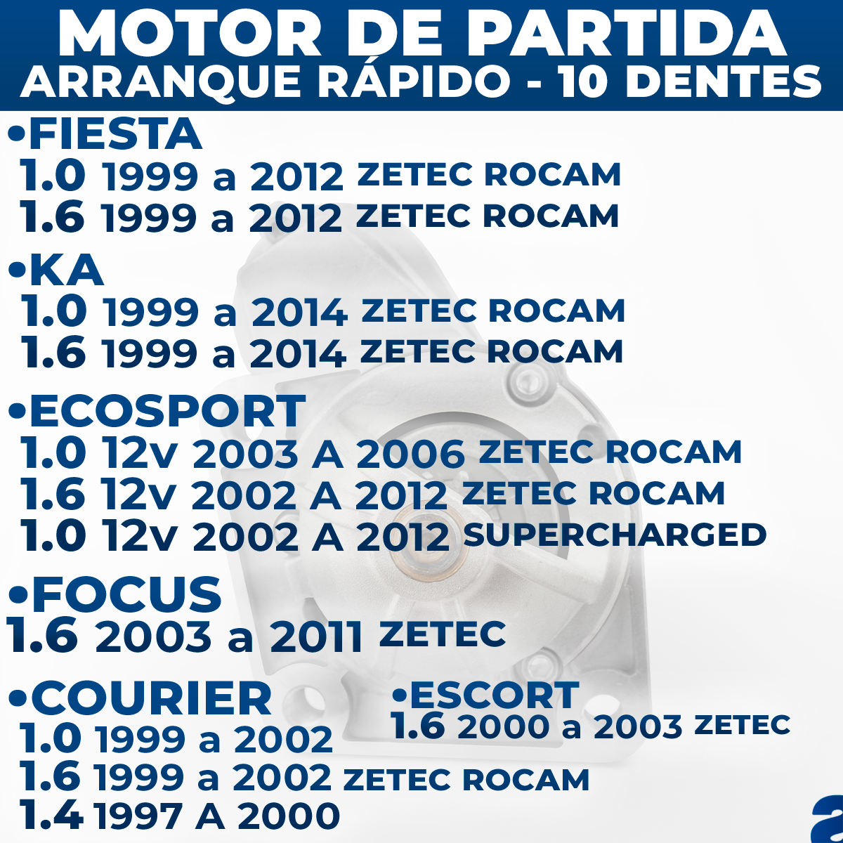 Motor De Partida Arranque Rapido Ford Fiesta Ecosport KA 1.0 1.6 Escort ...