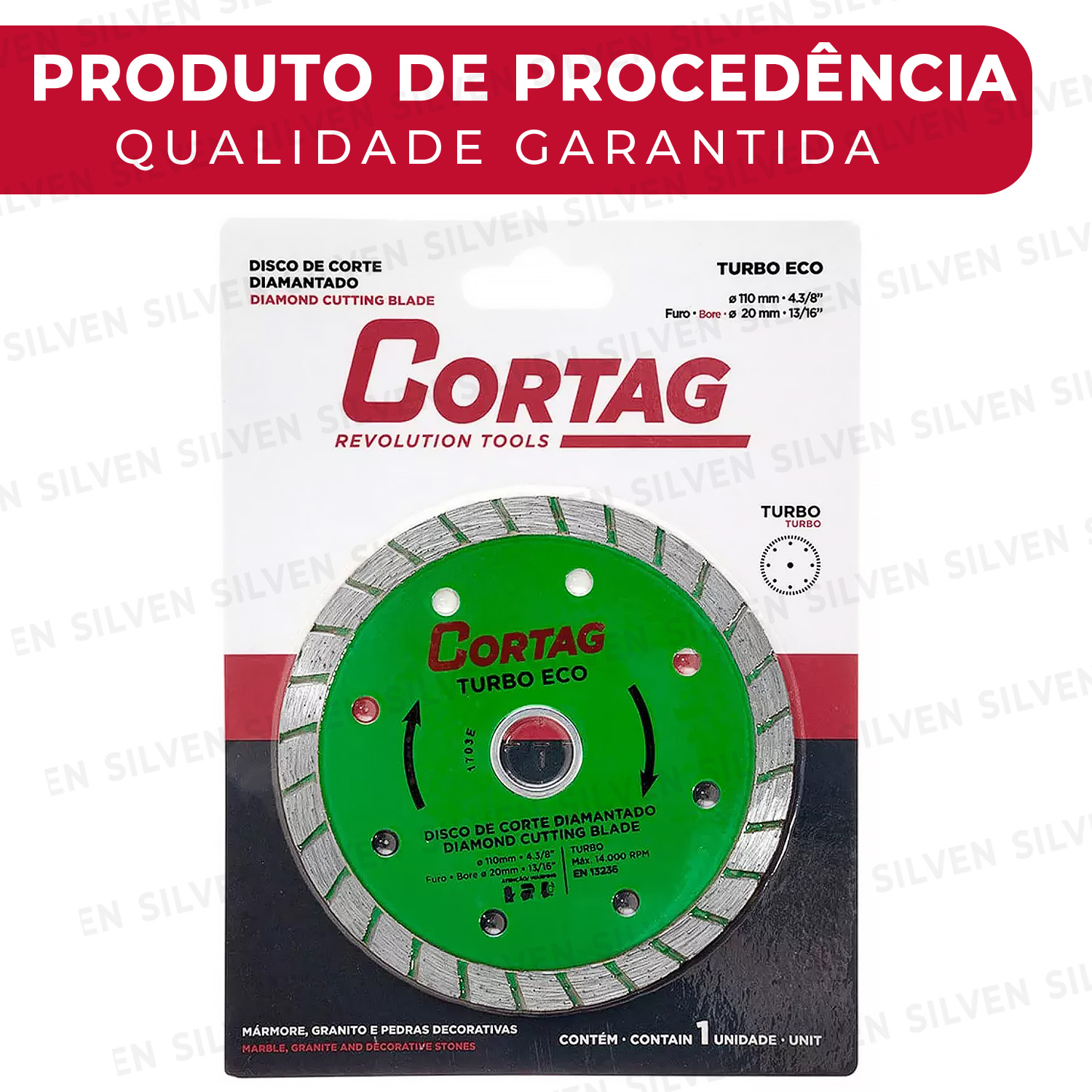 Kit 2 Discos de Corte Diamantado para Granito 110mm x 20mm Turbo Cortag ...