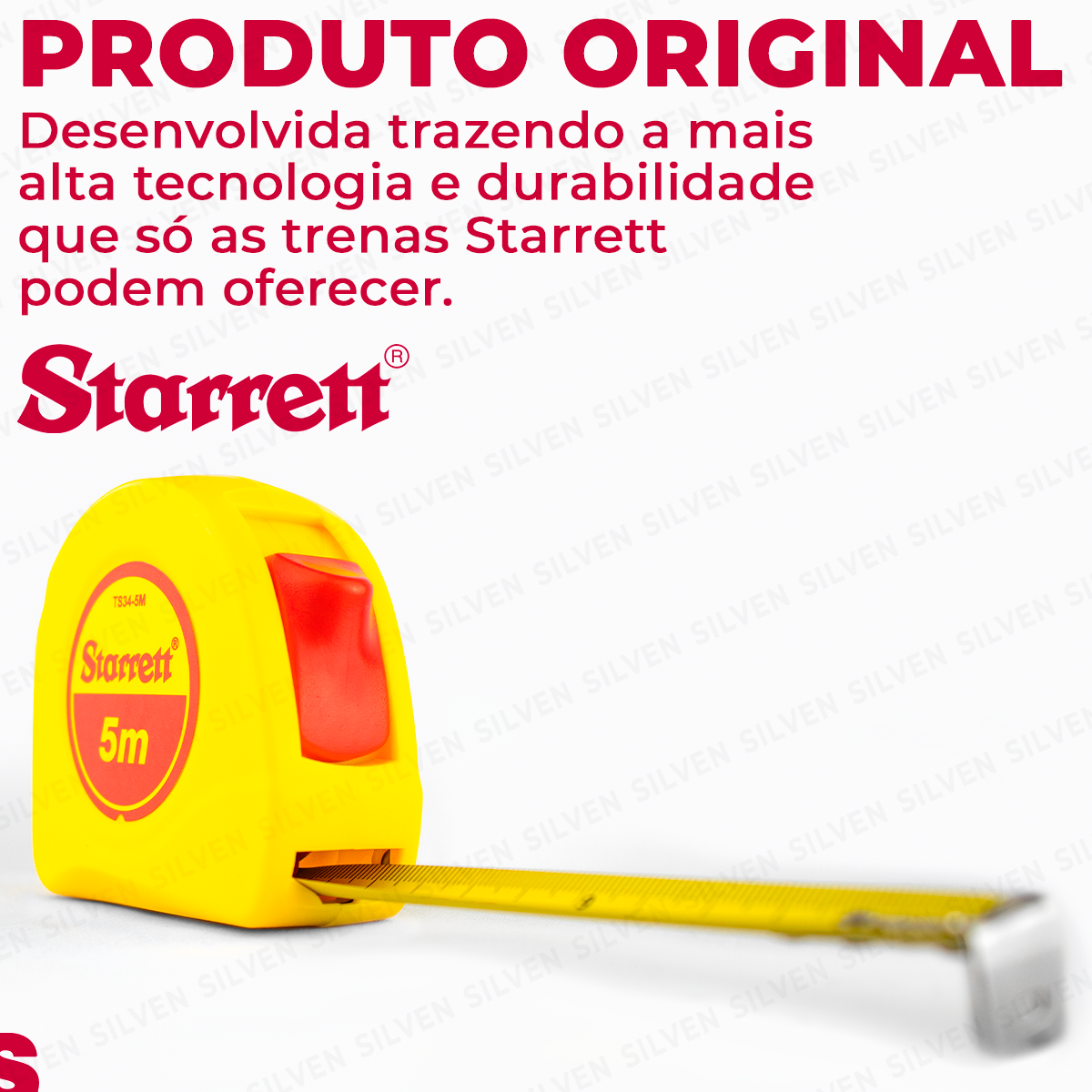 Trena De Bolso 5 Metros Profissional Starrett Fita De Aço - Silven