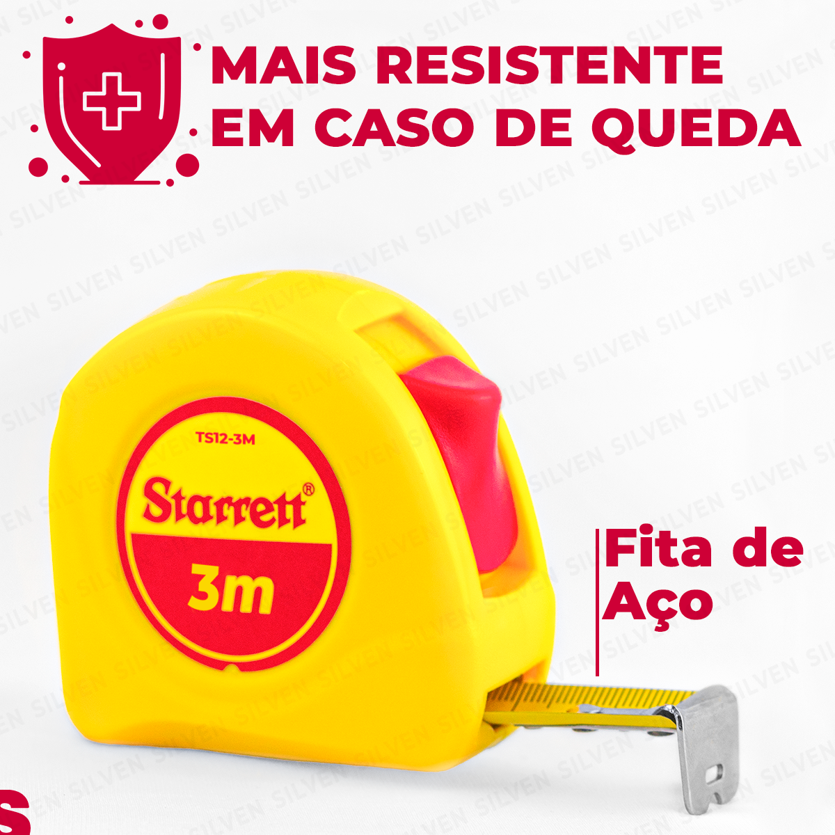 Kit 3 Trena De Bolso 3 Metros Profissional Starrett Fita Aço - Silven
